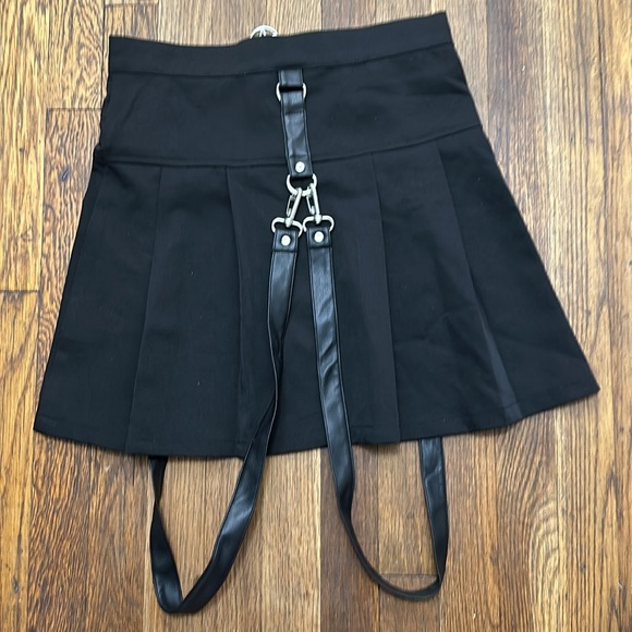 Killstar | Skirts | Killstar Black Silver Blaire Btch Pleated Mini ...